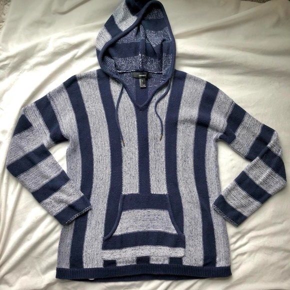 Sweaters | Navy Blue And Gray White Beach Drug Rug Hoodie Cover Up ...
